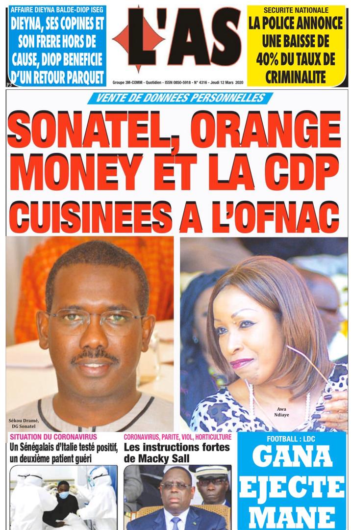 REVUE DE PRESSE: LA UNE DES QUOTIDIENS DU JEUDI 12 MARS 2020